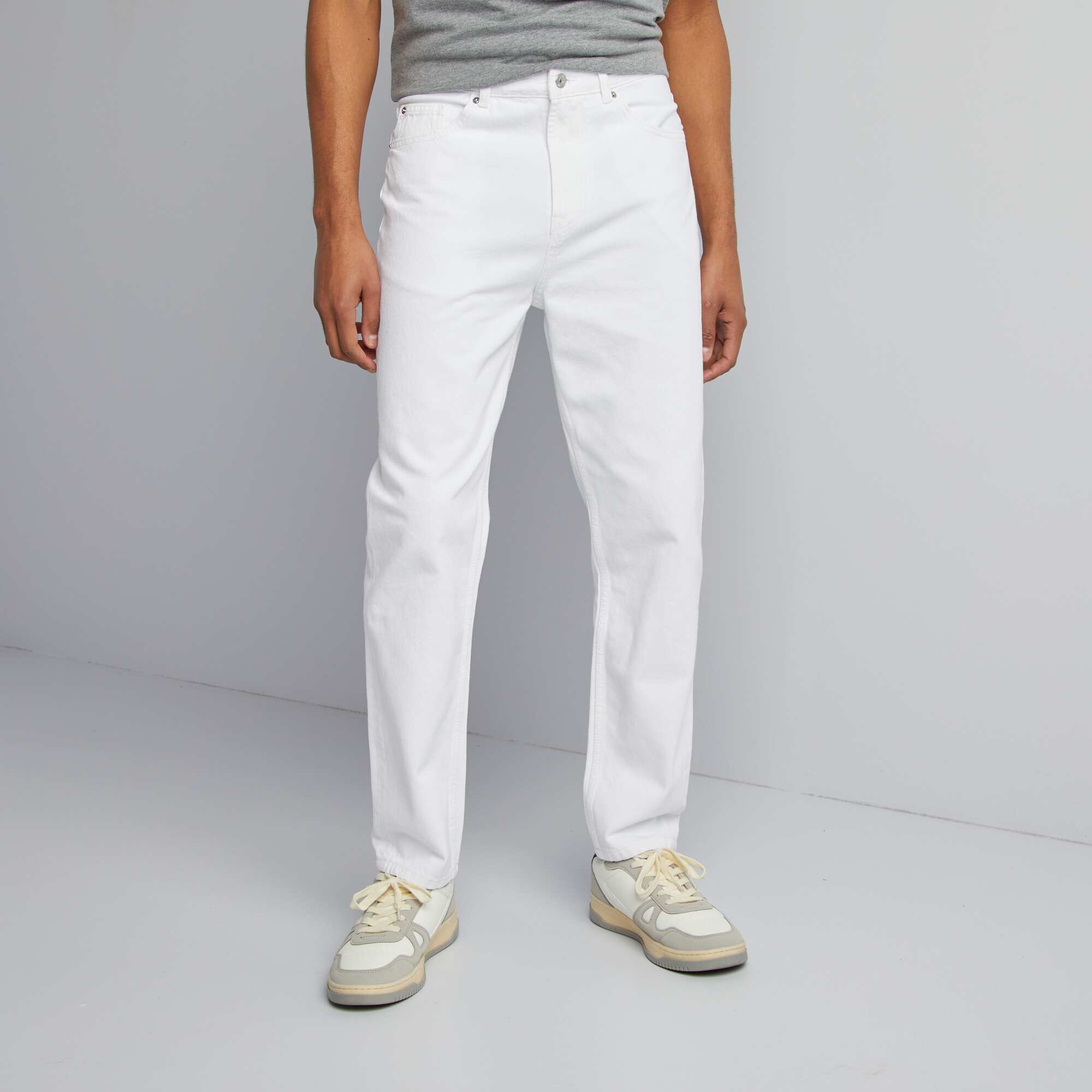 Slim-fit 5-pocket tapered jeans white – Kiabi KSA