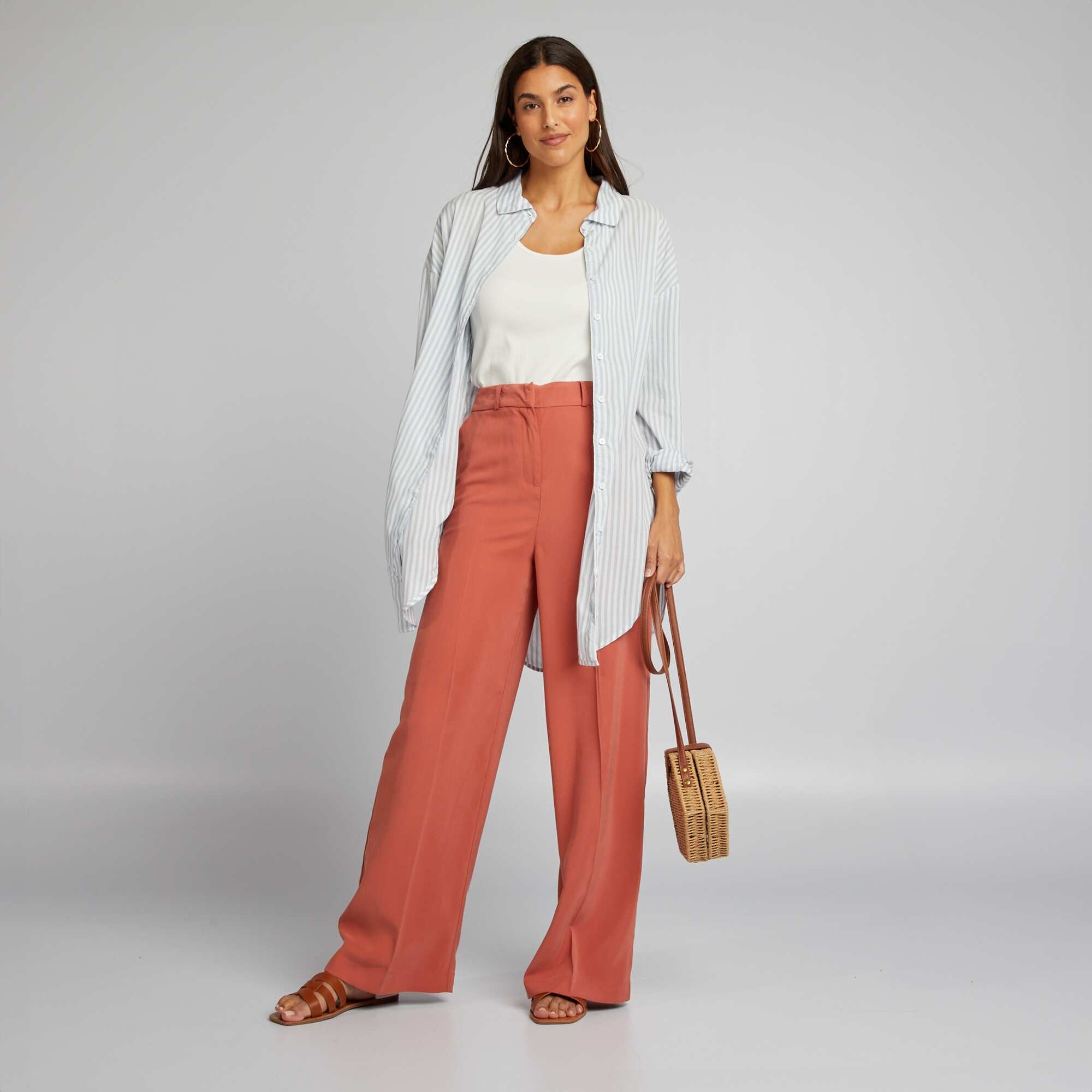 Kiabi Wide leg cigarette trousers RED Saudi Arabia Kiabi KSA