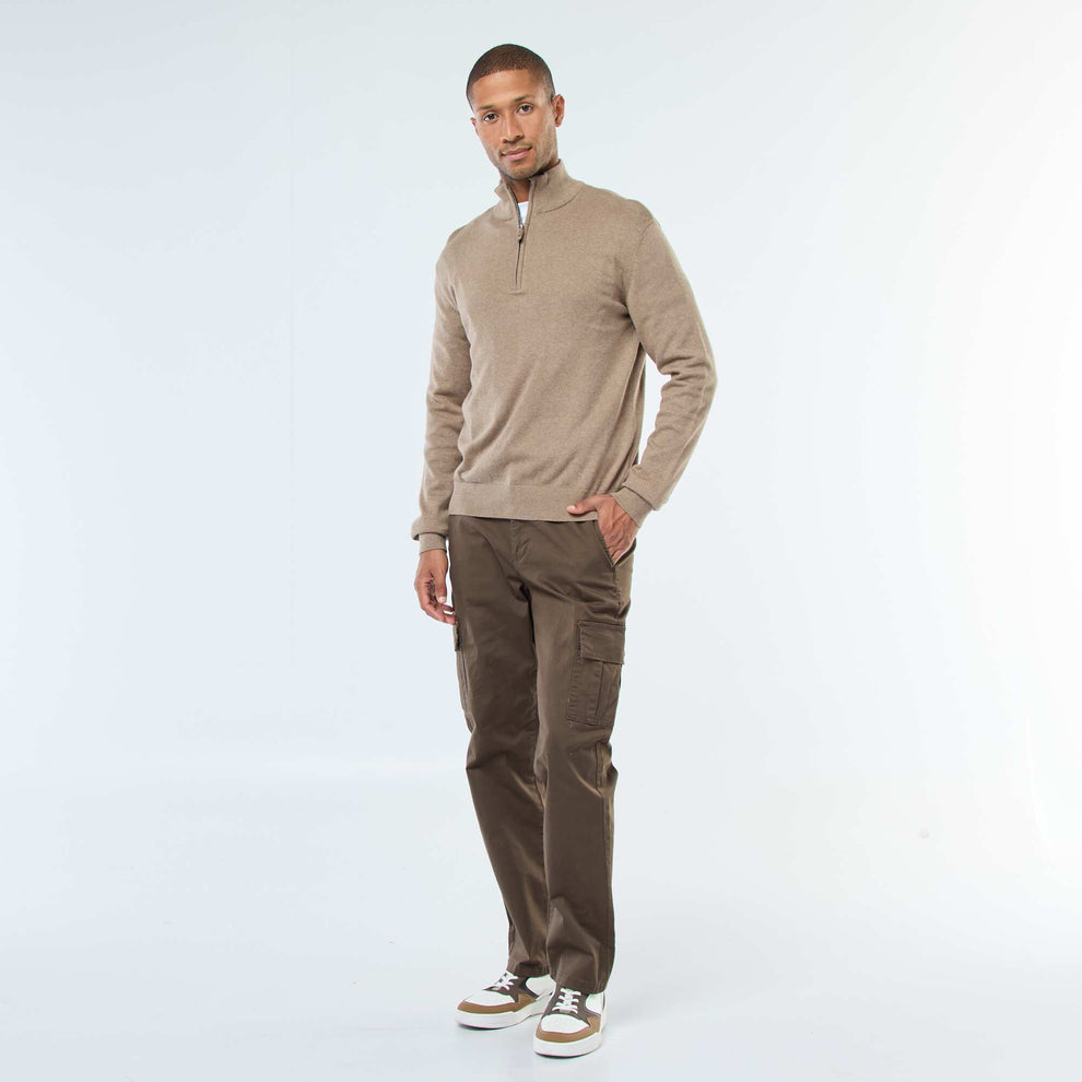 Straight-cut multi-pocket trousers BROWN – Kiabi KSA