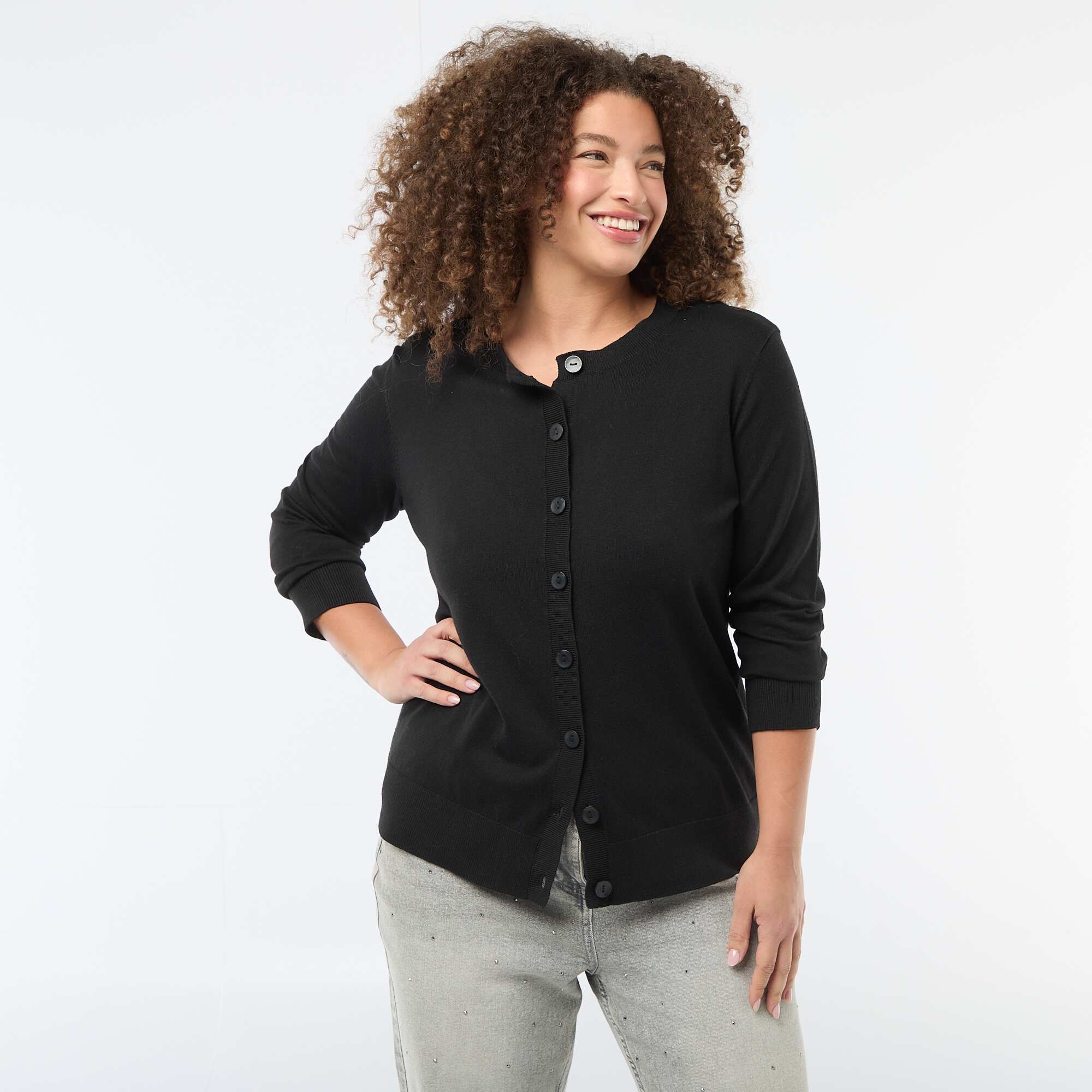 Plain Knit Cardigan BLACK – Kiabi KSA