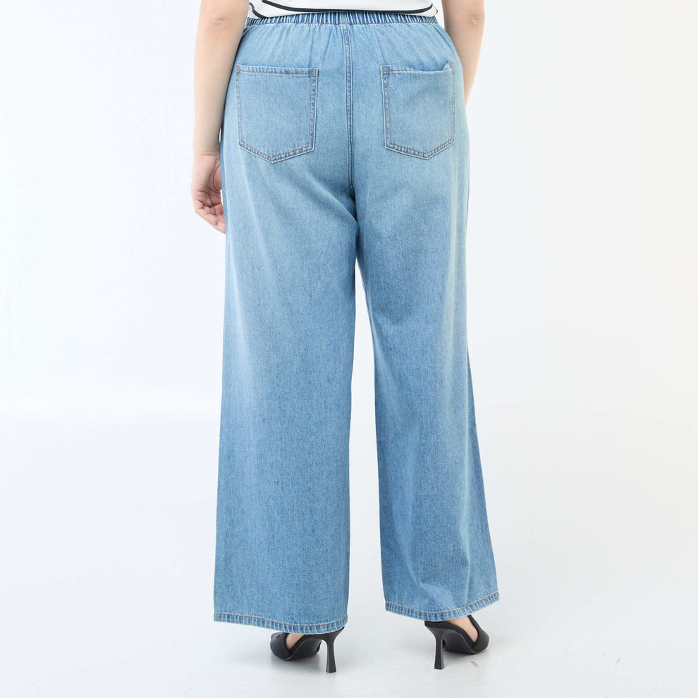 Low-Rise Wide-Leg Denim Jeans BLUE – Kiabi KSA