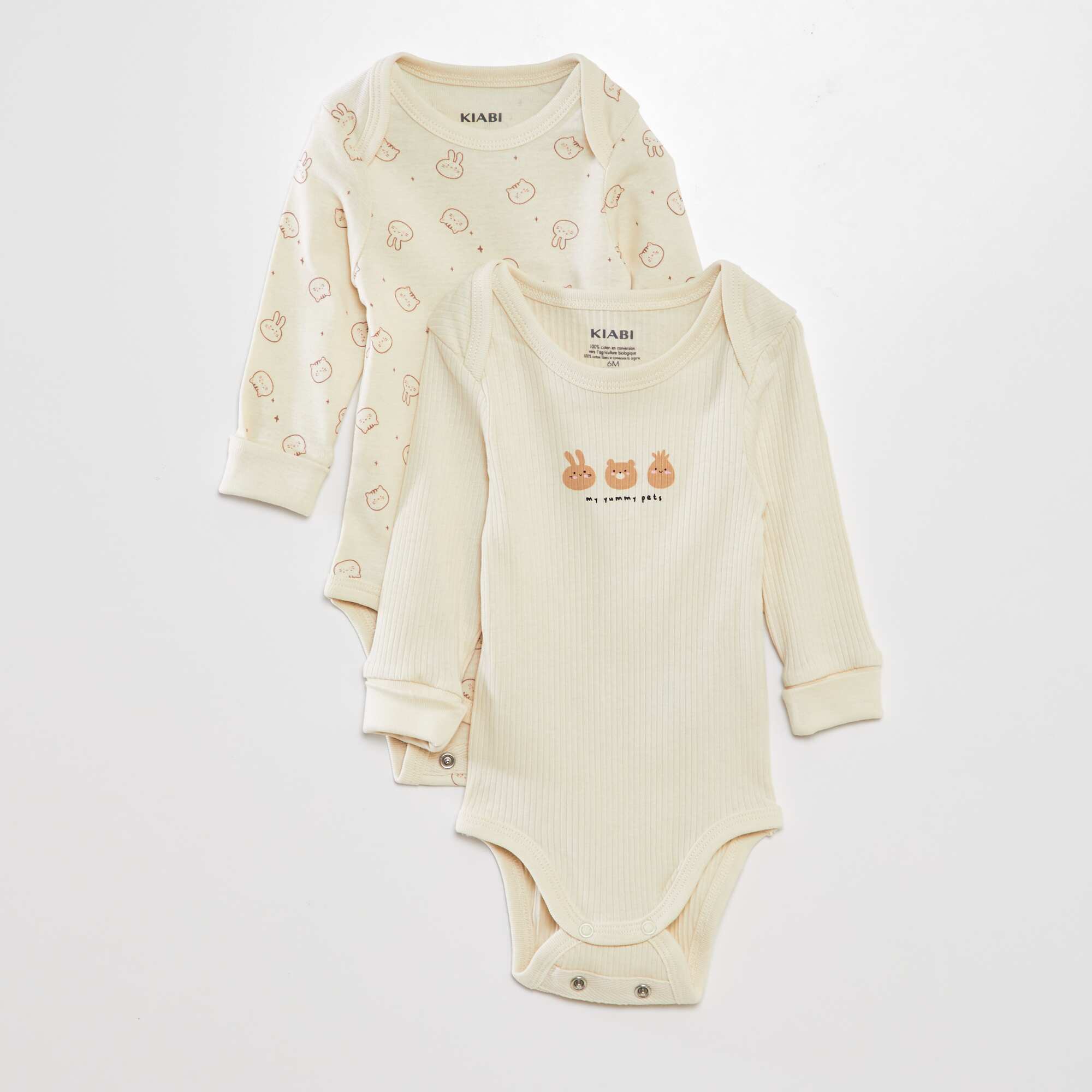 Kiabi | Pack of long-sleeved bodysuits BEIGE | Saudi Arabia – Kiabi KSA